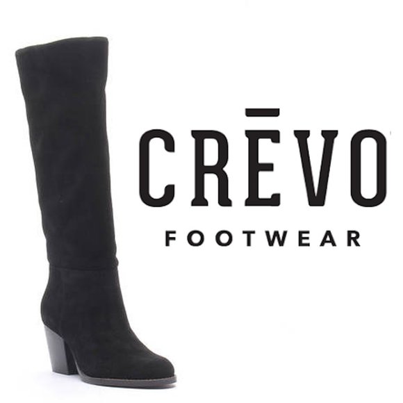 Crevo | Shoes | Nwt Crevo Black Suede Heel Boots 95 Or 9 | Poshmark